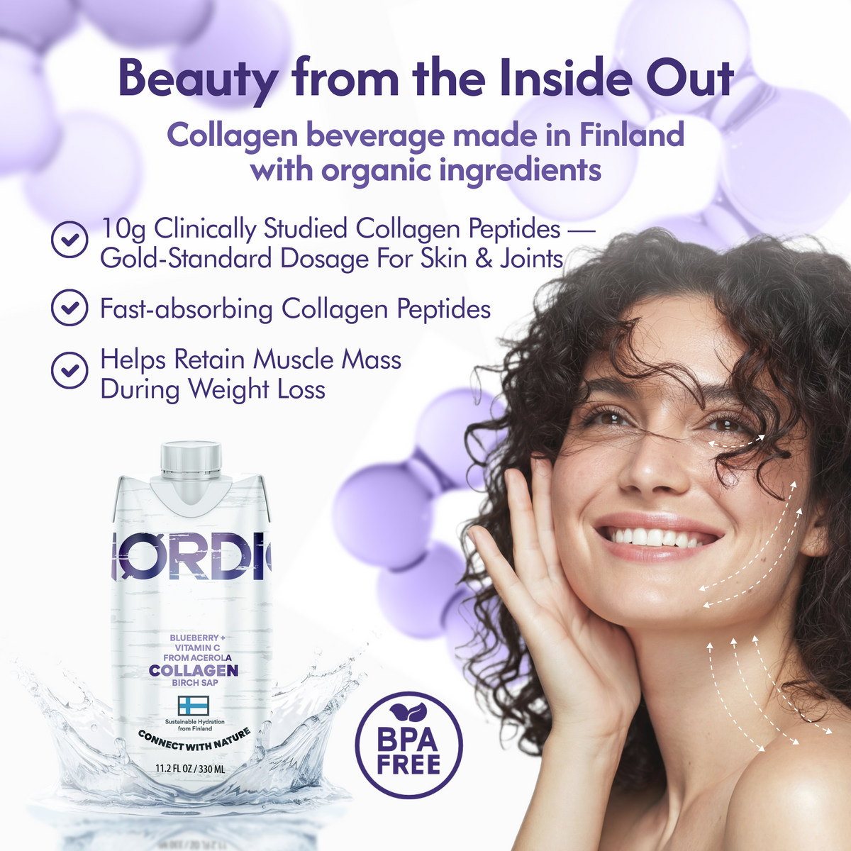 Collagen peptide - Organic birch sap, wild Blueberry and Vitamin C, 10 ...